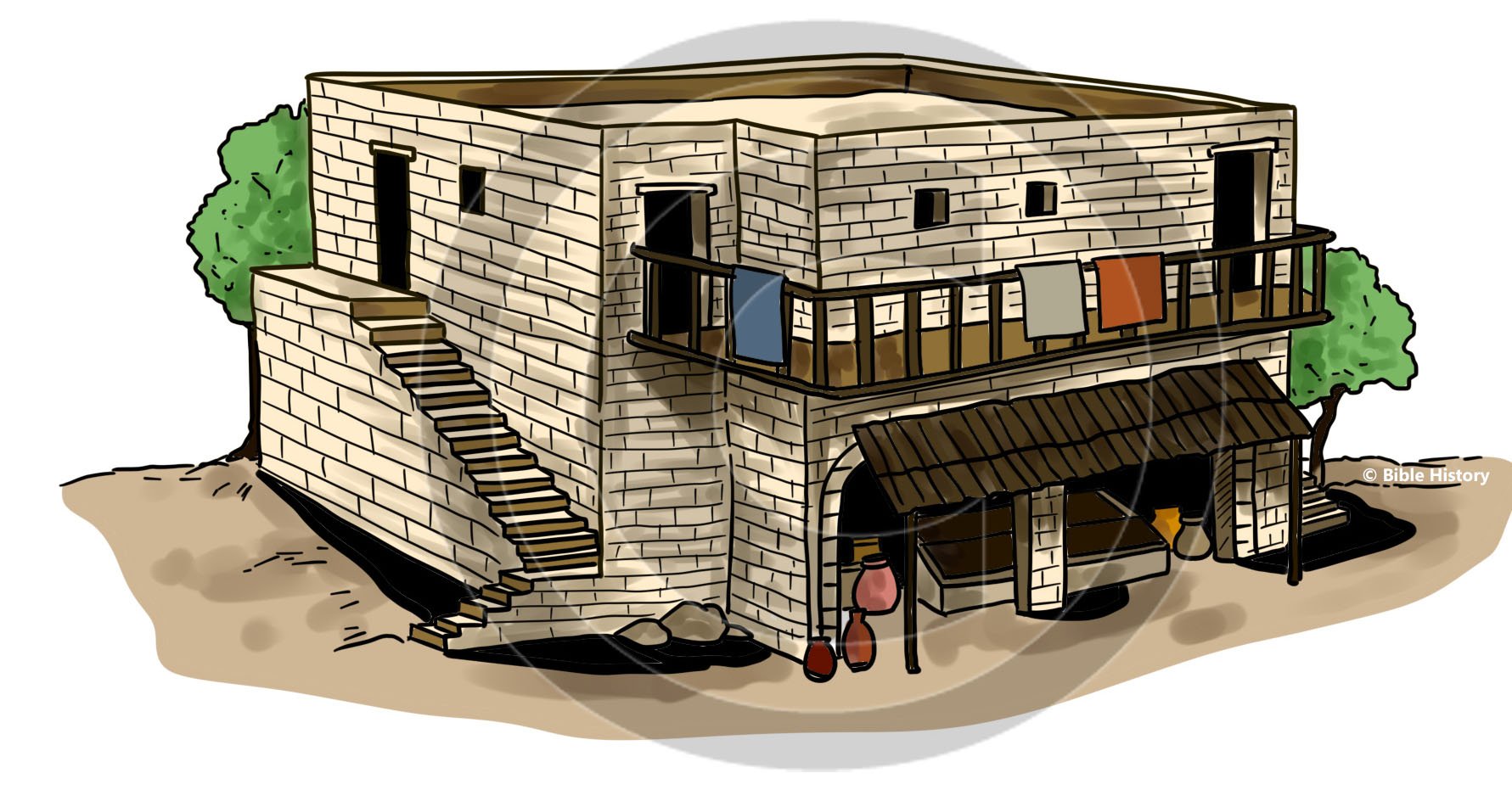 Large House in Ancient Israel - Bible Illustration (72 DPI) 1-Year ...