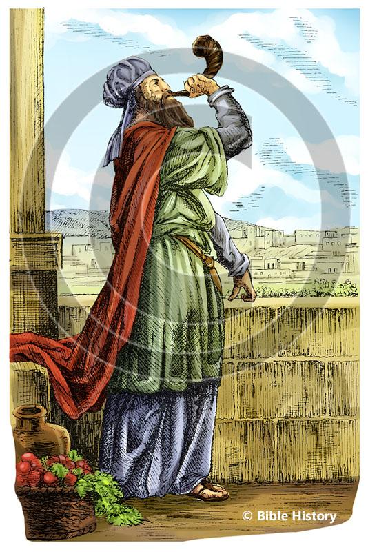 Levite Blowing Trumpet - Bible Illustration (72 DPI) 1-Year License ...
