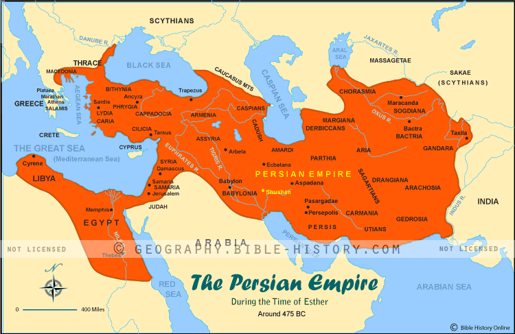 The Persian Empire - Basic Map (72 DPI) 1-Year License - Bible Maps and Images