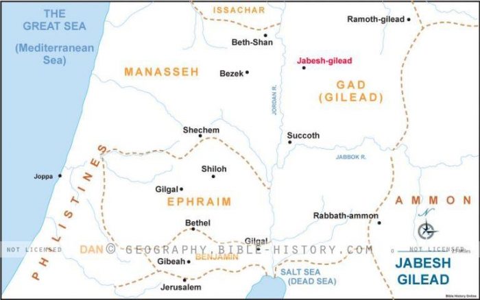 I Samuel Jabesh Gilead - Basic Map (72 DPI) 1-Year License - Bible Maps ...