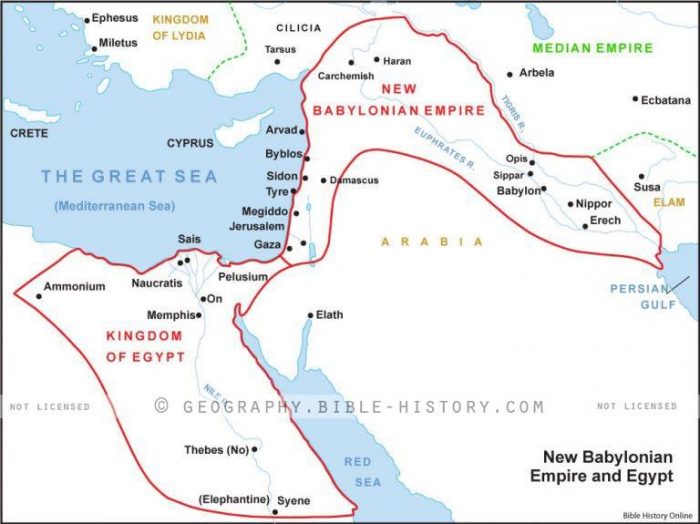 II Kings New Babylonian Empire and Egypt - Basic Map (72 DPI) 1-Year License - Bible Maps and Images