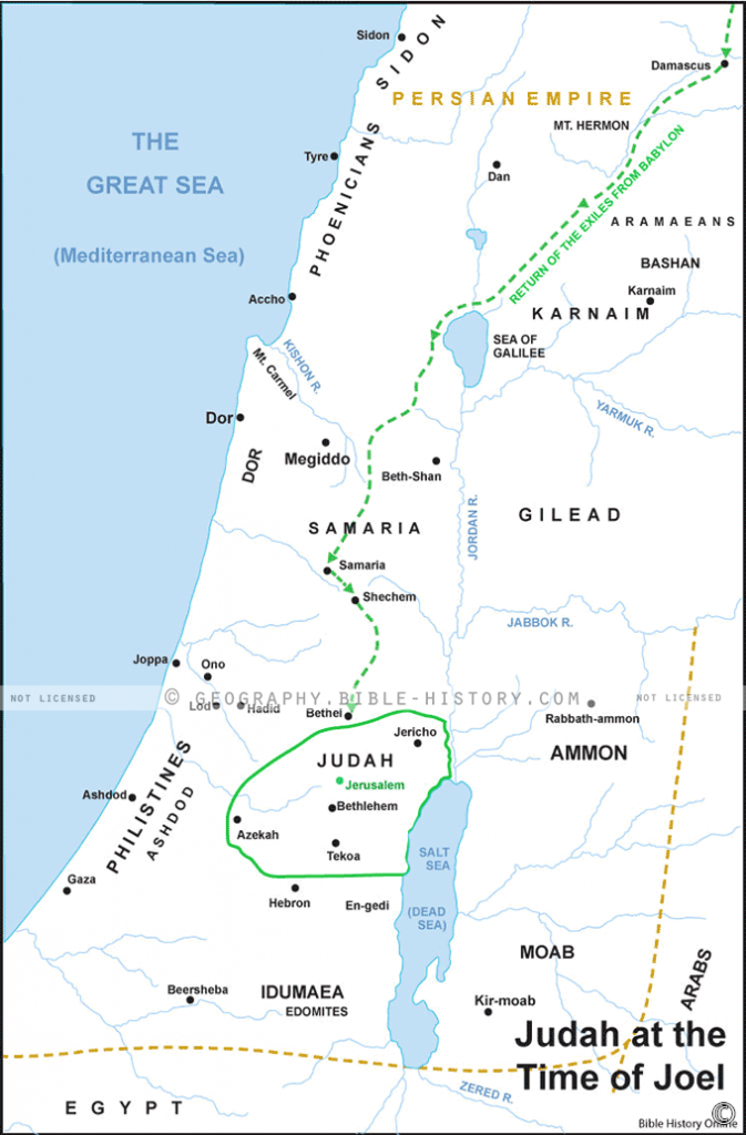 Judah at the Time of Joel - Basic Map (72 DPI) 1-Year License - Bible ...
