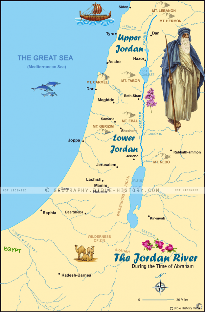 Jordan River - Color Map (72 DPI) 1-Year License - Bible Maps and Images