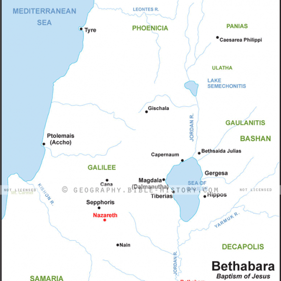 Jesus' Ministry in Galilee - Color Map (72 DPI) 1-Year License - Bible ...