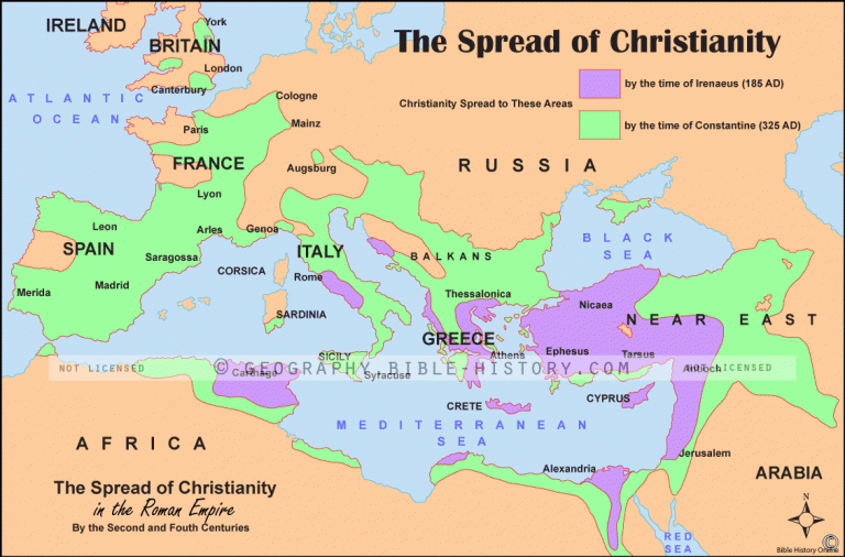 Spread of Christianity - Color Map (72 DPI) 1-Year License - Bible Maps ...